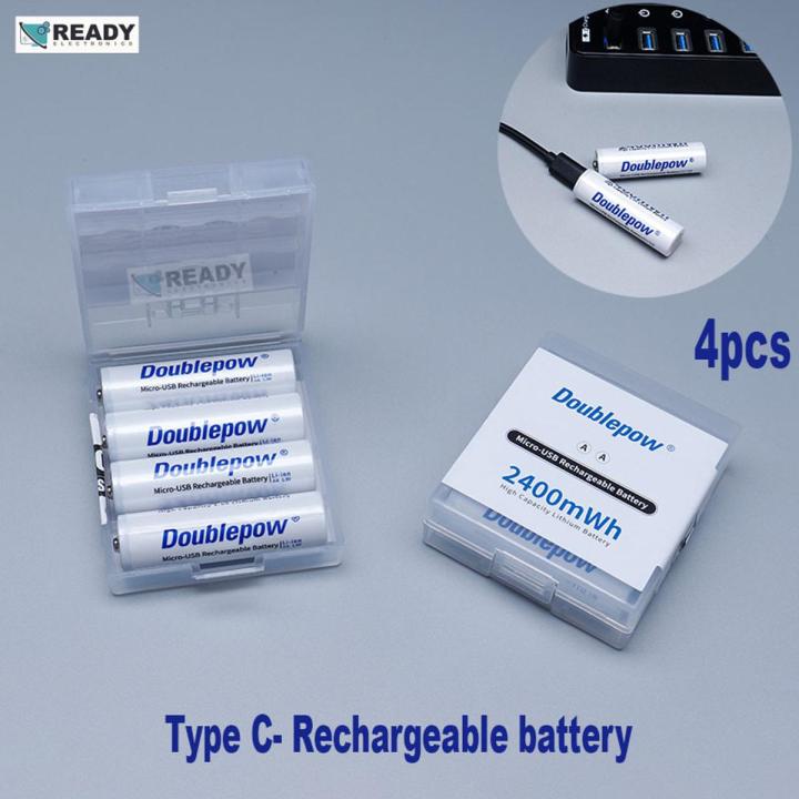 DOUBLEPOW 1.5V 2400mWh Size AA Double lithium ion rechargeable battery ...