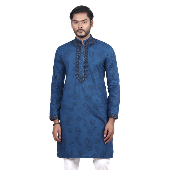 VIRGO BLUE COLOR COTTON PREMIUM PANJABI FOR MEN | Daraz.com.bd