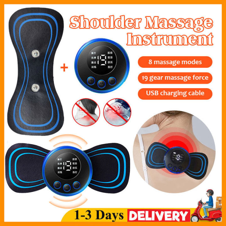 EMS Cervical Massage Stickers USB Rechargeable Neck shoulder Massager ...