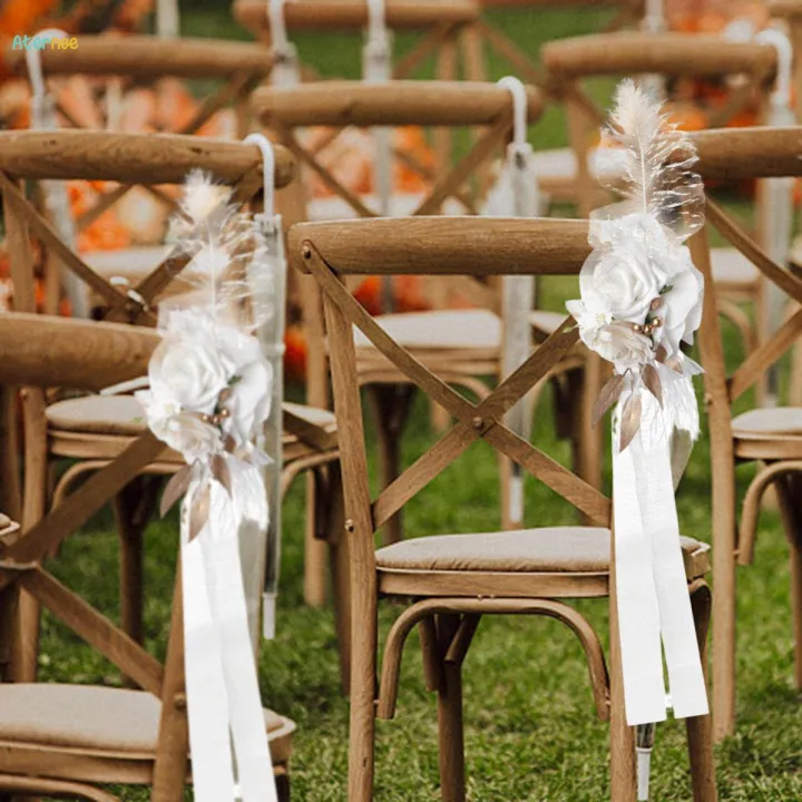 Aisle Chair Back Flower Rose Flower Floral for Wedding Ceremony Church ...