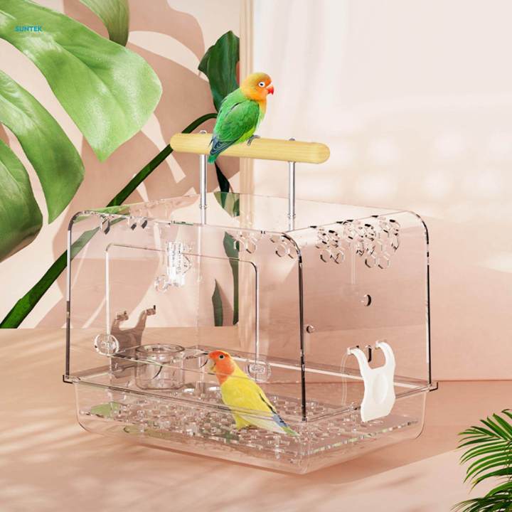Acrylic Villa Bird Cage Hamster Cage for Cockatiels Parrotlets Small ...