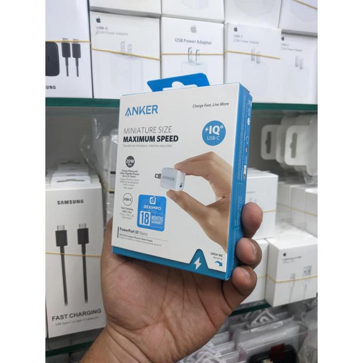 Official Anker PowerPort IQ3 Fast 20W USB-C Adapter compatible with ...
