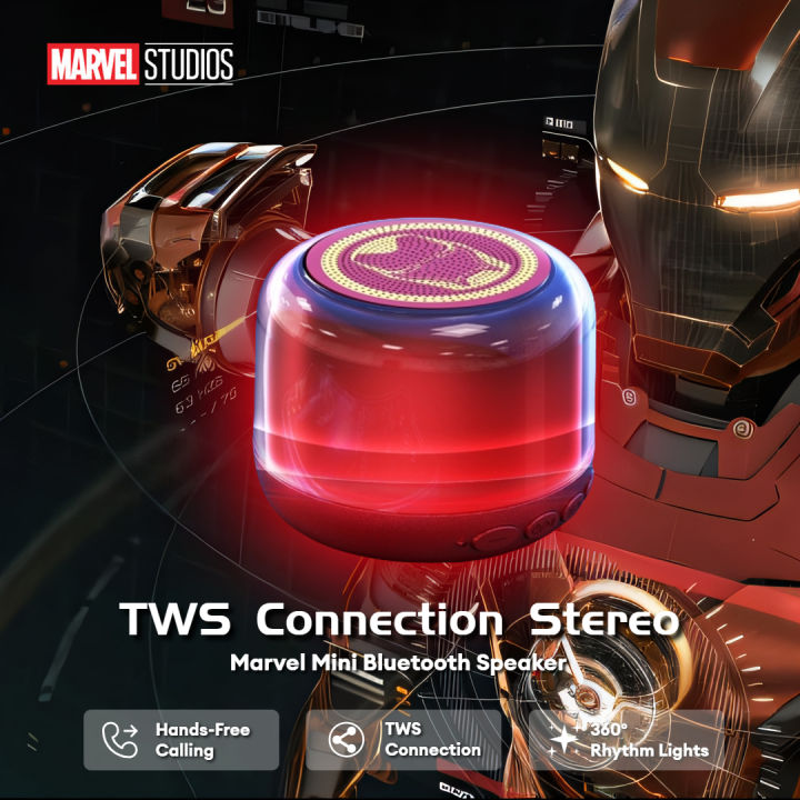 Disney Marvel Iron Man Mini Speakers 360° Rhythm Lights Wireless Loud ...