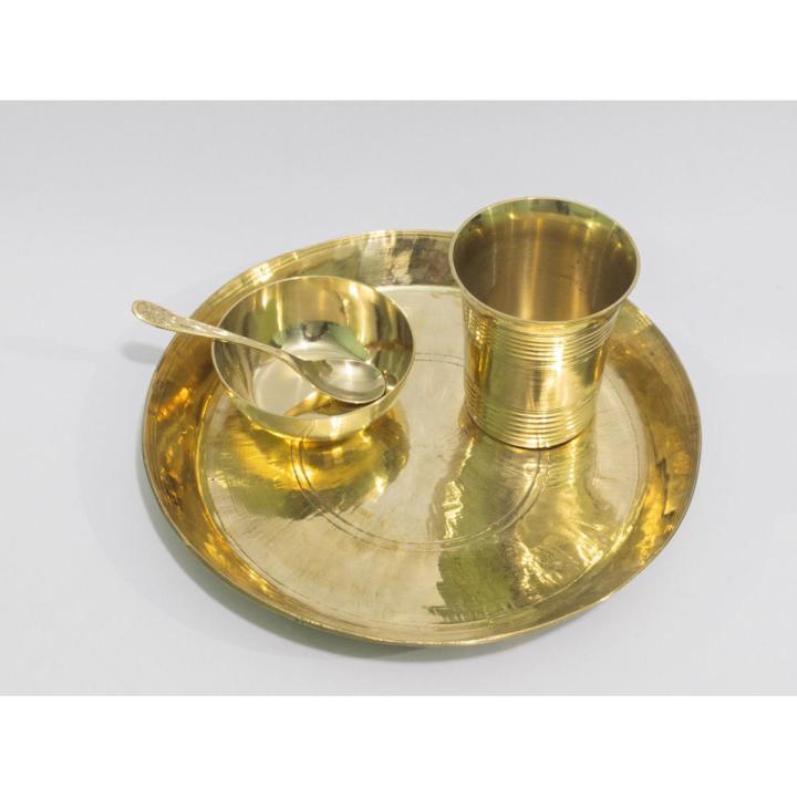 পিতলের থালা সেট বড়দের জন্য - Pitol Thala Set big size - ১০" থালা, ৪ ...