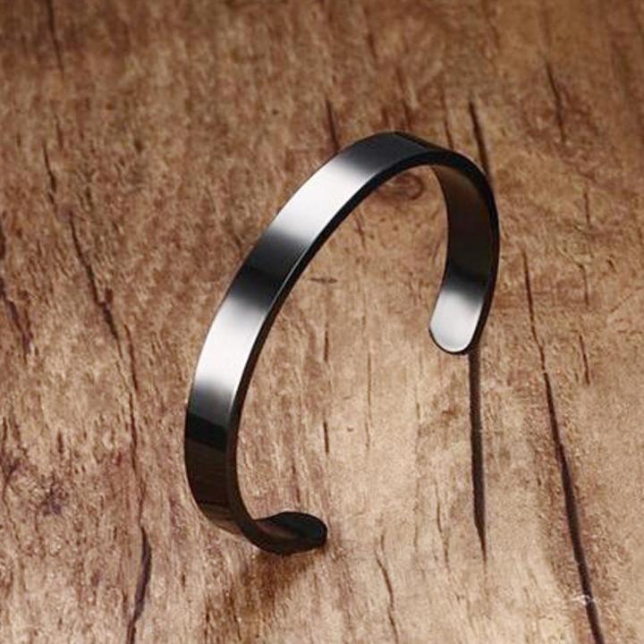 Black Stainless Steel Cuff Bracelet for Men, Stylish Durable Design ...