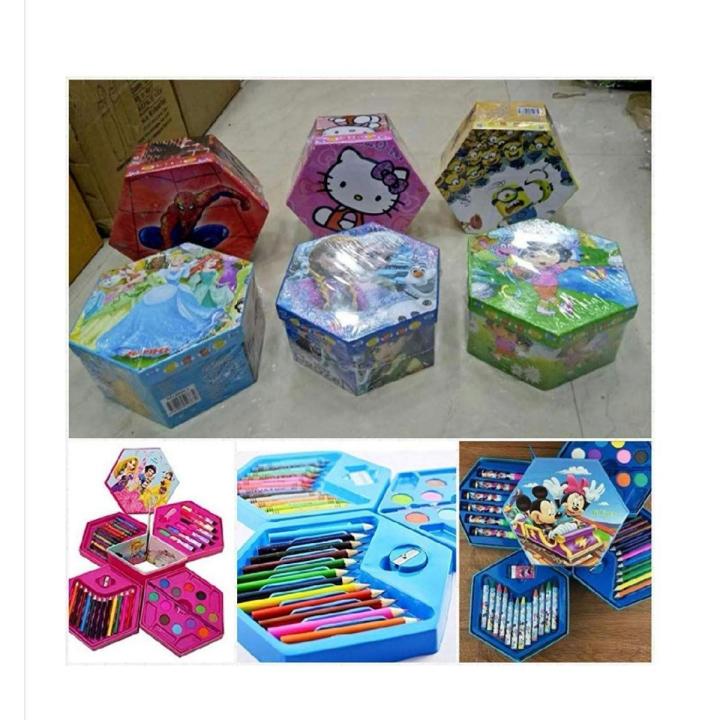 46 Pcs Plastic Art Colour Set with Color Pencil, Crayons, Oil Pastel ...