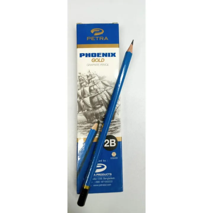 Petra Phoenix Gold Graphite Pencils - 2B - 12pc | Daraz.com.bd