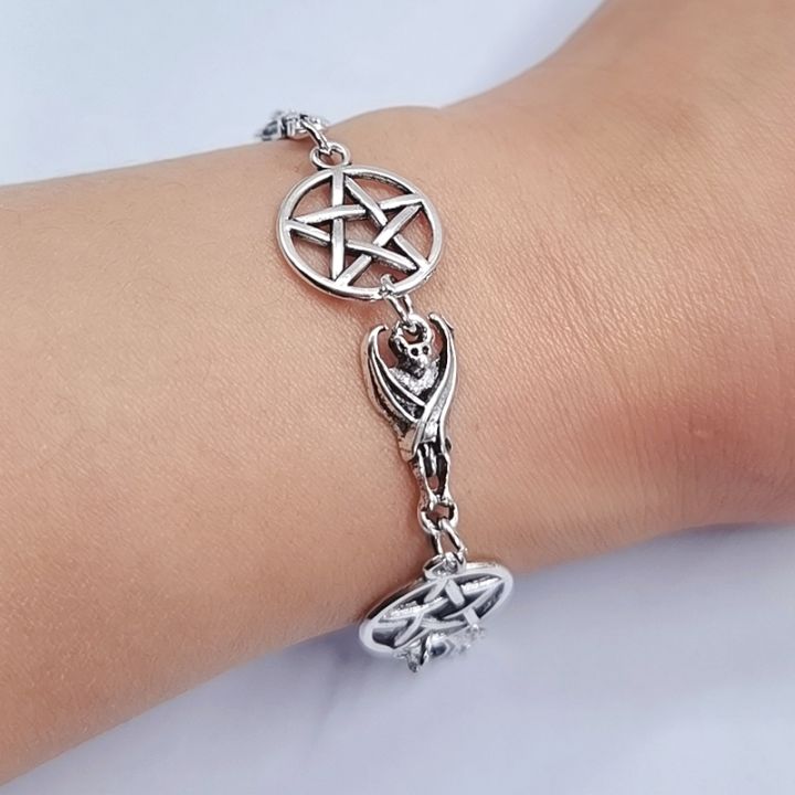 Occult Dark Goth Independent Pentagram Bat Bracelet Women's E Girl ...