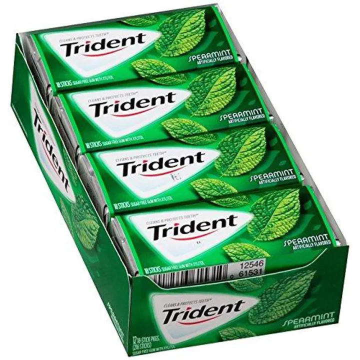 Trident Spare Mint Flavor Chewing Gum Full Box 12 Pack - 168 gm(14 ...