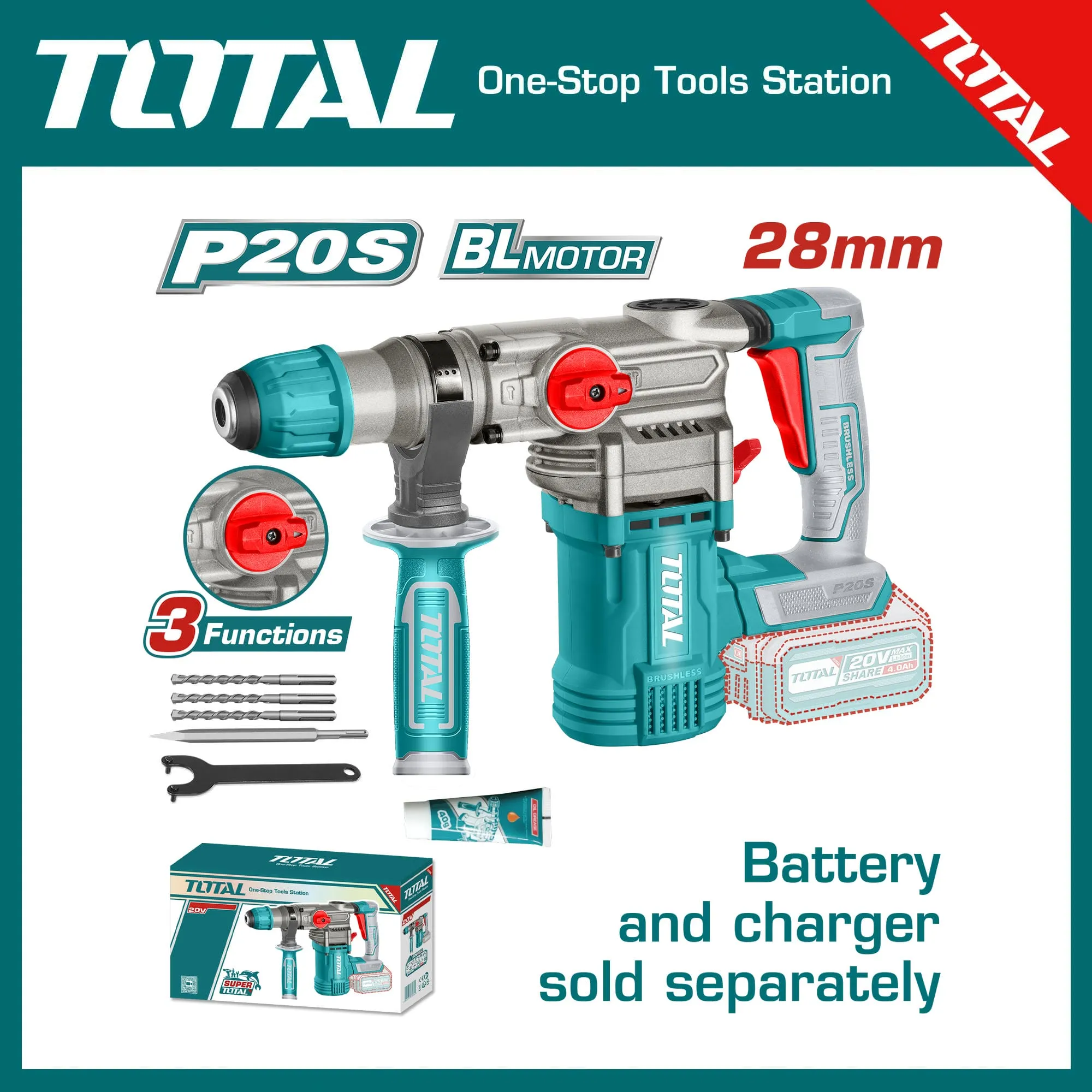 TOTAL TRHLI20288 Lithium-Ion rotary hammer | Daraz.com.bd