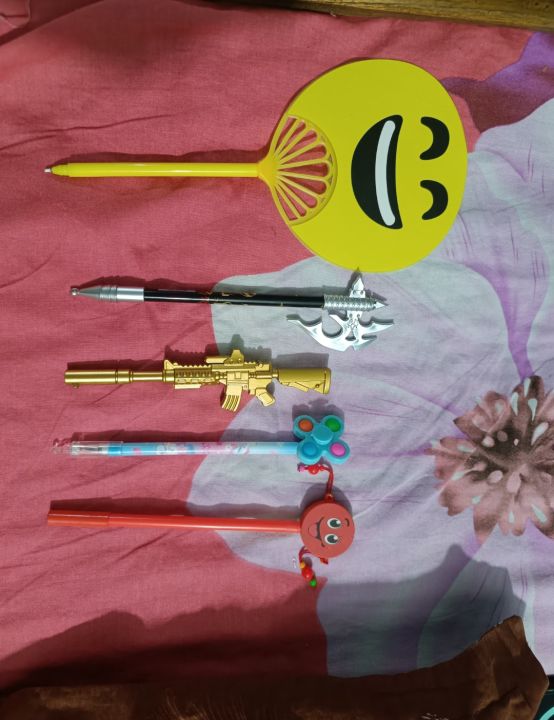 Emoji fan pen/Sword pen/Gun pen/cartoon, multi-model Shape Pen- 5 Pcs ...