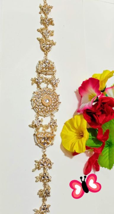 Superb JEWELLERY KUNDAN MATHAPATTI/TIKLI/SITHIPATI/MATTE GOLD MAANG ...