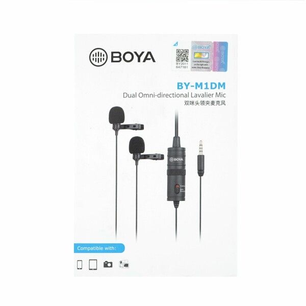 BOYA BY-M1DM (Official 2 Years warranty) Dual Omnidirectional Lavalier Microphone with exclusive ...
