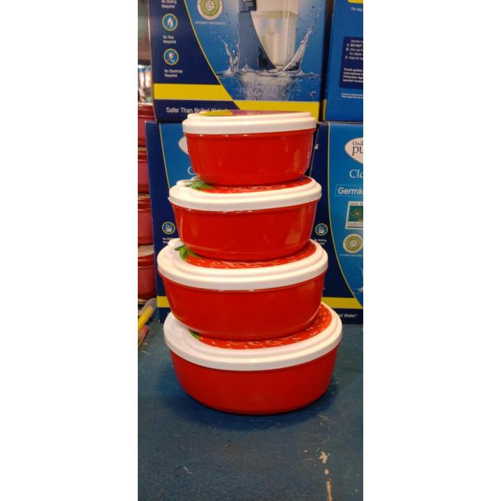 Plastic Edible Round Shape Container (4 Pcs. Set) | Daraz.com.bd