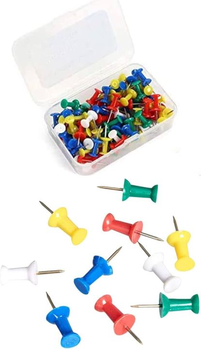 Push Pins 50 Pcs-1 Box - Multicolor (Notice Board Pin) | Daraz.com.bd