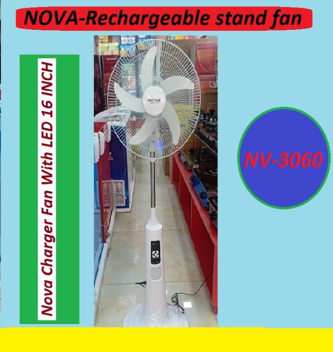 Nova Charger Fan With LED 16 INCH (NV-3060) AC/DC/ Charger | Daraz.com.bd