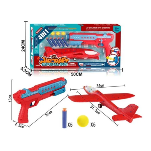 4 in 1 Aircraft Softball Gun – Soft Bullet Shooting – Round Ball ...