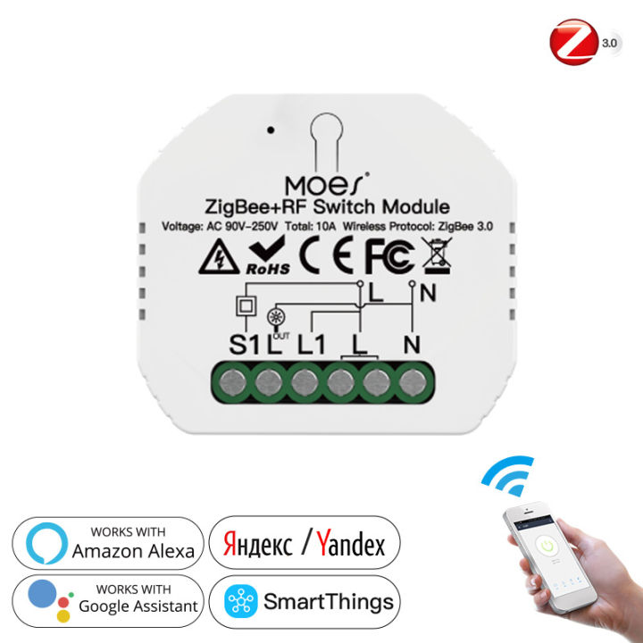 Tuya ZigBee 3.0 Smart Light Switch Relay Module 1 Gang zigbee+rf Switch ...
