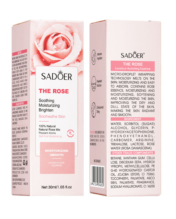 SADOER Soothing Moisturizing & Brighten The ROSE Luxurious Hydrating Essence- 30ml | Daraz.com.bd