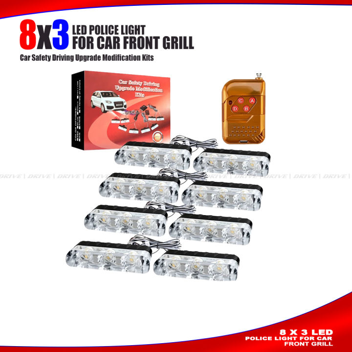 Remote Control LED Strobe Light 8 x 3 LED | Grill Car LED Light Strobe ...