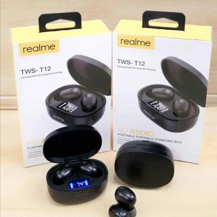 Realme TWS T12 Wireless Headphones LED Display With HD Stereo Audio ...