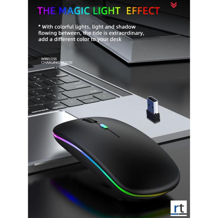 Rechargeable Colorful Wireless & Bluetooth Soundless Mouse | Daraz.com.bd