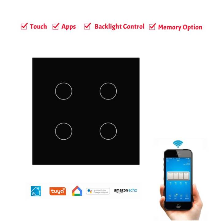 Wifi smart switch 4/3/2/1 gang switch works with Google and Alexa voice ...