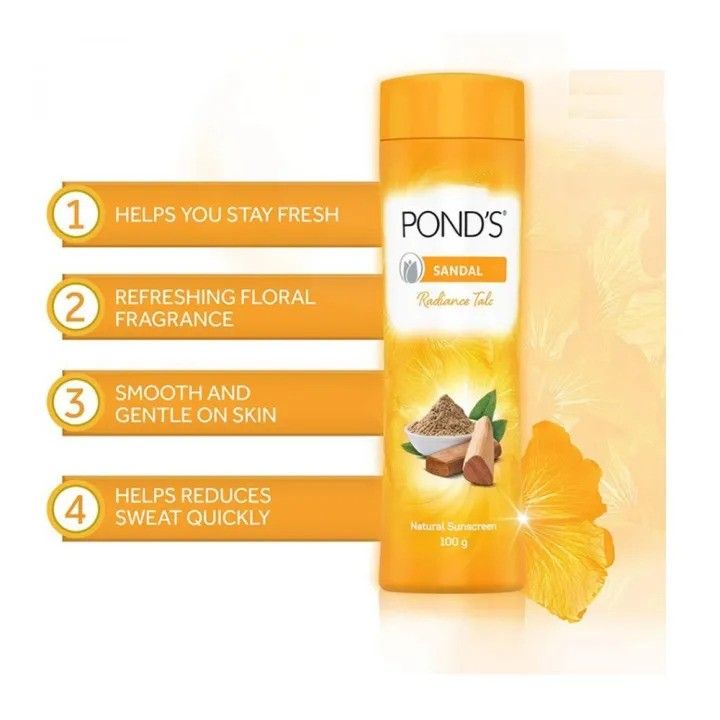 Ponds Talcum Powder - Sandal Natural Sunscreen Radiance - 100g | Daraz ...