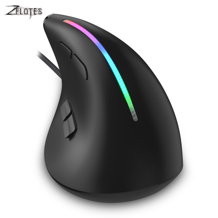 ZELOTES T-50 Vertical Mouse Wired Mouse 9 keys RGB optical Mice ...