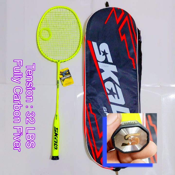 Skalo Badminton Racket 32 LBS Mashing Gadding Strong String Fully ...