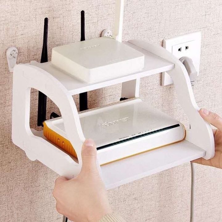 Wifi Router Shelf Set-Top Box Bracket Storage Box Double Floating ...