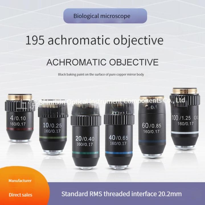 195 Achromatic Black Objective Microscope Objective 4x 10x 20x 40x 60x ... 195 Achromatic Black Objective Microscope Objective 4x 10x 20x 40x 60x ...