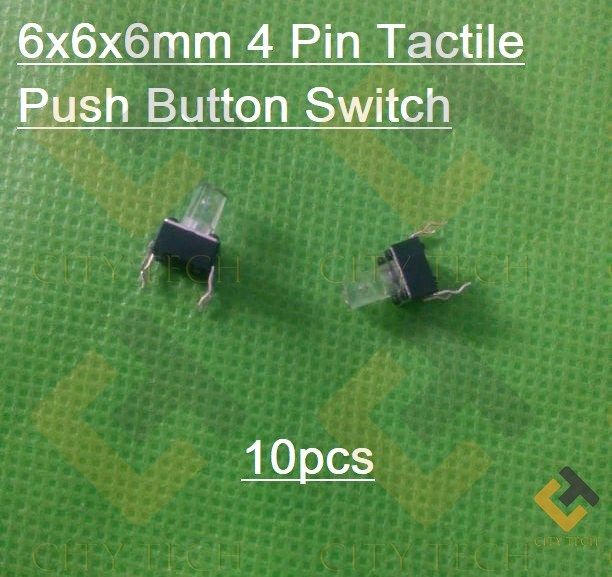 6x6x6mm 4 Pin Tactile Push Button Switch Transparent Knob-10Pcs | Daraz.com.bd