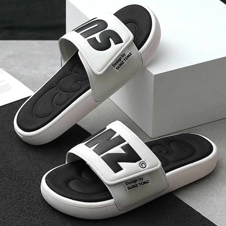 Premium Quality - Black, yellow, green and white slides for men ...