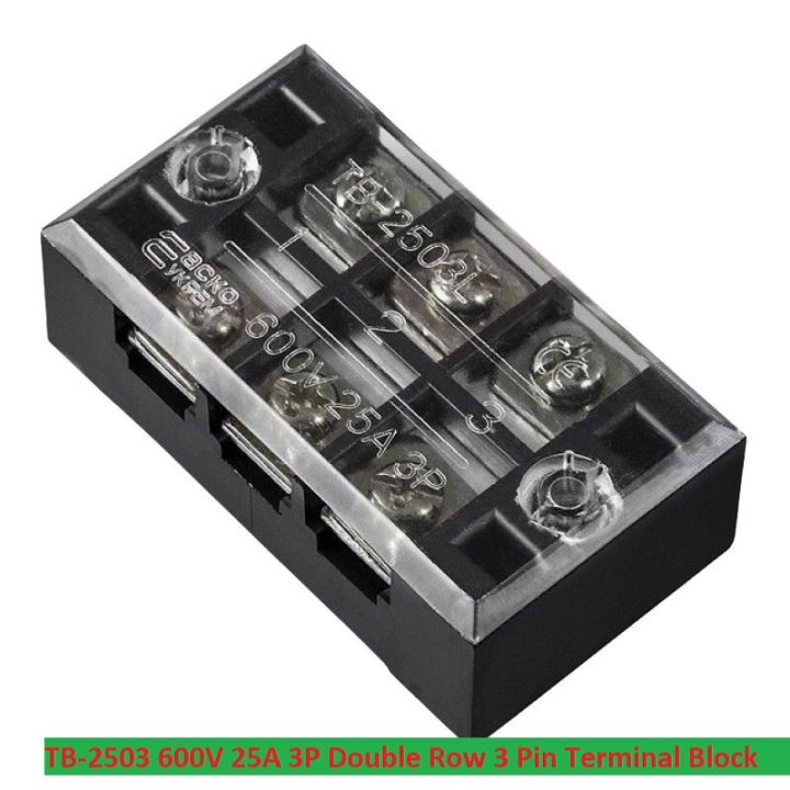 4 Way Double Row Terminal Block TB-2504 600V 25A 4P Double Row 4 Pin ...