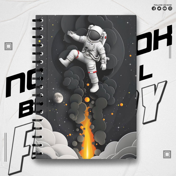 Notebook Astronaut On Fire Scientific Theme Design Rise360 Writing ...