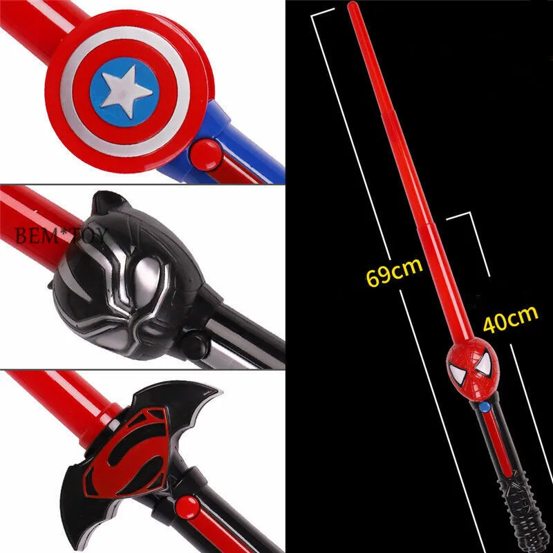 LED Light Sound Superhero Sword Figurines Hulk Black Panther Thanos ...