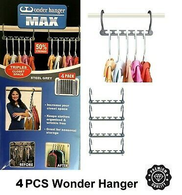 4 Hanger Max Wonder Hangers for Clothes Space Saving Closet Magic Rack ...