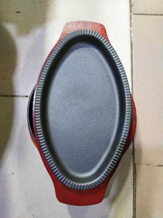 8.5 " Cast Iron Sizzle Platter Steak Sizzler Serving Plate Sizzling ...