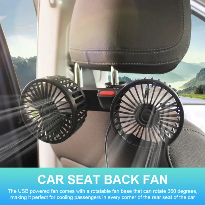 【Eco-friendly】 Car Seat Back Cooling Fan USB Charge Dual Head Fan 360 ...