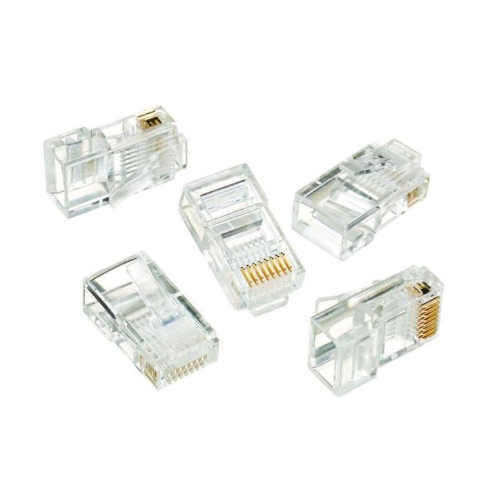 5 pcs RJ45 Network Connector CAT5e CAT6 Transparent Plug Ethernet Gold ...