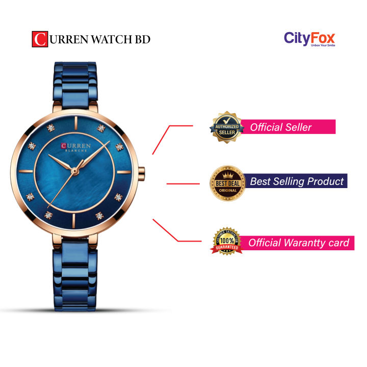 CURREN 9051-Blue & Rosegold Ladies Watches Fashion Elegant Quartz Watch ...