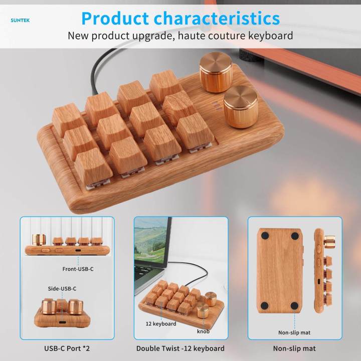 Mini 12-key Keyboard Custom Shortcuts Plug and Play Keypad for Office ...