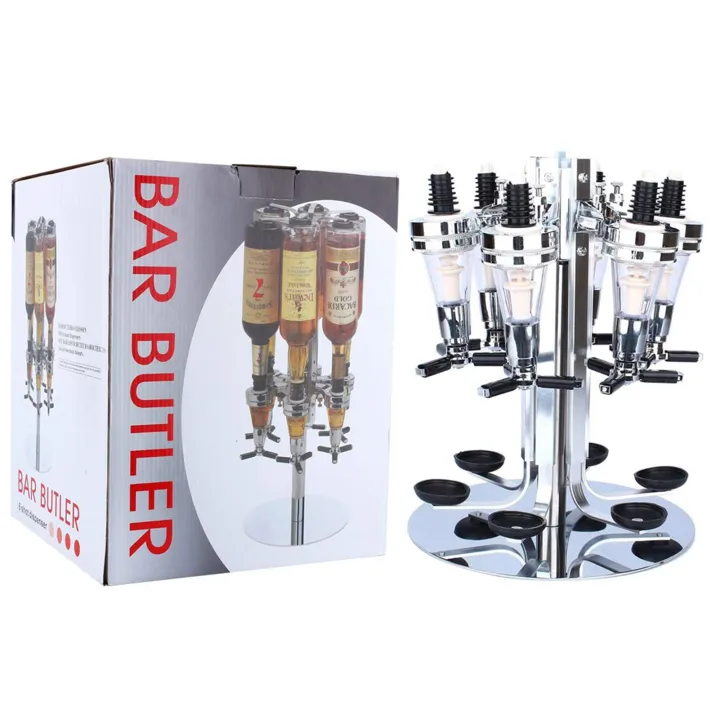 Rotary Bottle Stand Drinks Optics Dispenser Spirits Wine Steel Bar ...