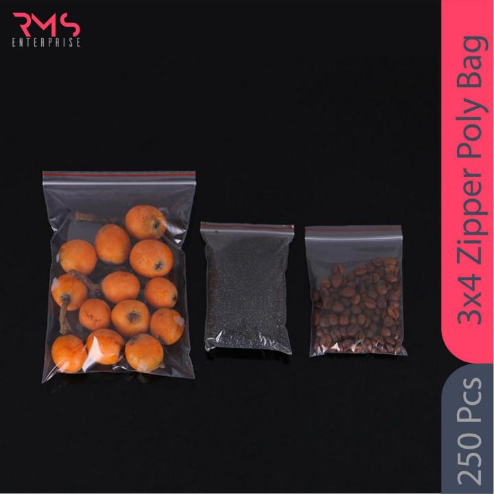 250 Pieces Transparent Zip Lock Poly Bag Resealable Zipper Bag- 3 x 4 ...