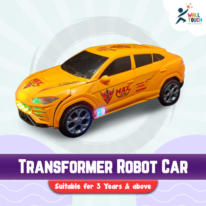 Battery Operated Light & Music 360 Degree Rotating Transformer Robot ...