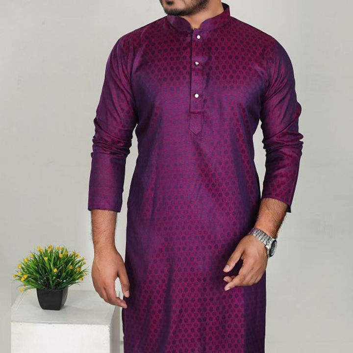 2023 Fashionable Menz Purple Peyaj Cotton Panjabi - কাপল ড্রেস শাড়ি ...