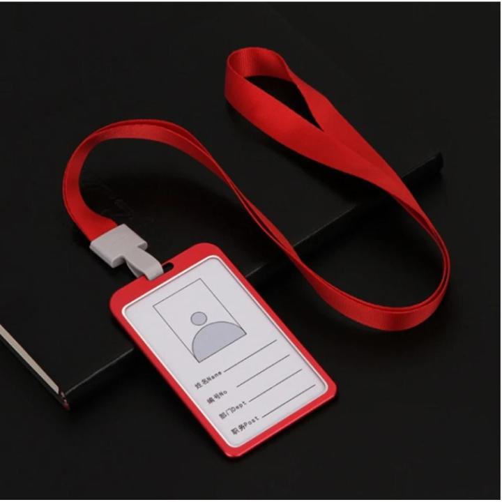 Aluminium Alloy Red ID Card Holder with Lanyard Plastic Fastener ...
