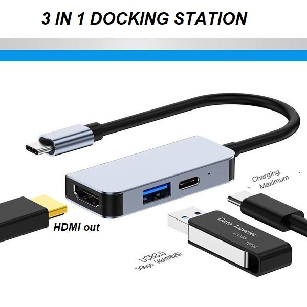 3-in-1 USB-C Extender for MacBook - Type-C Docking Station HUB (PD 100W ...