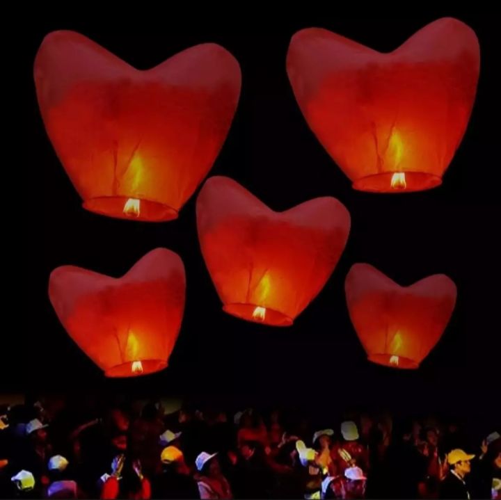 Fanush Sky Lantern - Love/Heart Shape - 5 Pcs | Daraz.com.bd